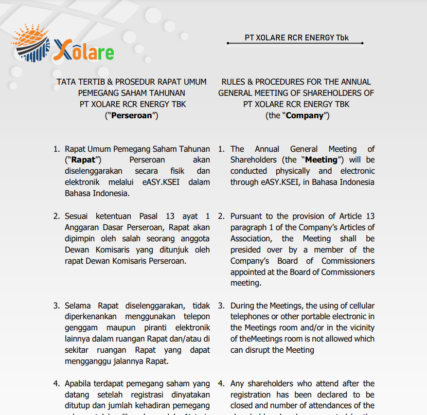 PT. Xolare RCR Energy (XOLARE)